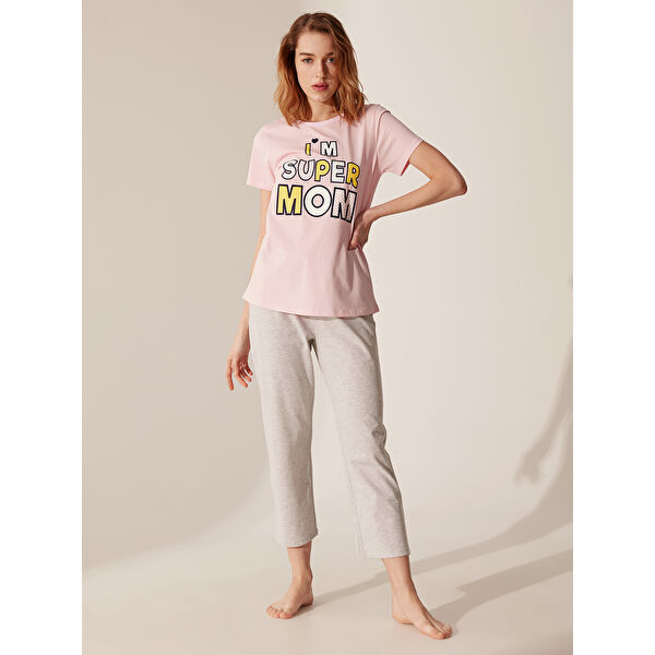 LCW DREAM Bisiklet Yaka Kısa Kollu Kadın Pijama Takım