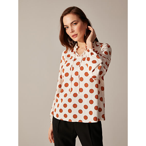 LCW CLASSIC Standart Fit Uzun Kollu Krep Kadın Bluz