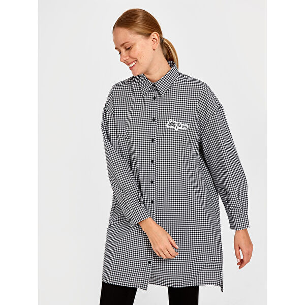 MODEST Gömlek Yaka Uzun Kollu Oversize Kadın Tunik