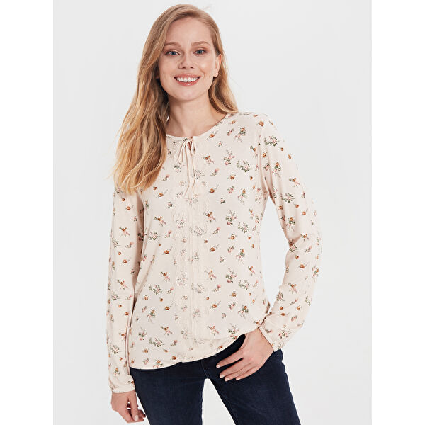 LCW GRACE Bağlamalı Yaka Uzun Kollu Kadın Tişört