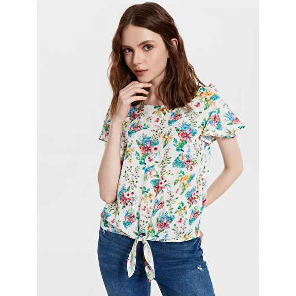 Standart Fit Kısa Kollu Viskon Kadın Bluz