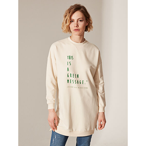 Slogan Baskılı Salaş Sweatshirt Slogan Baskılı Salaş Sweatshirt