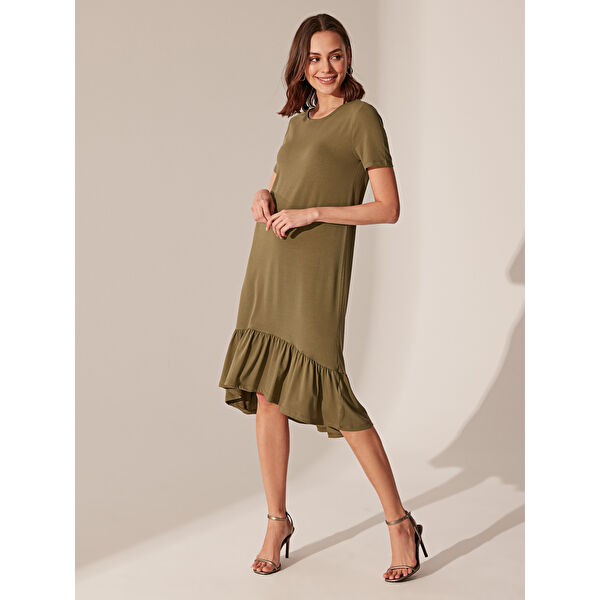 LCW CLASSIC Standart Fit Kısa Kollu Penye Kadın Elbise