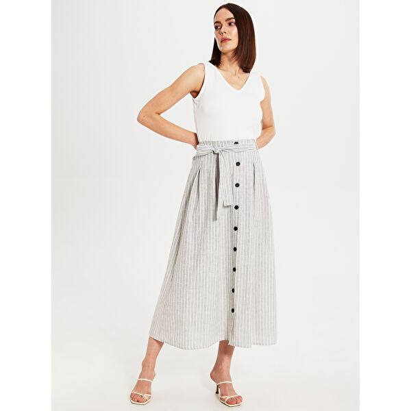 LCW CLASSIC Rahat Kalıp Keten Kadın Etek