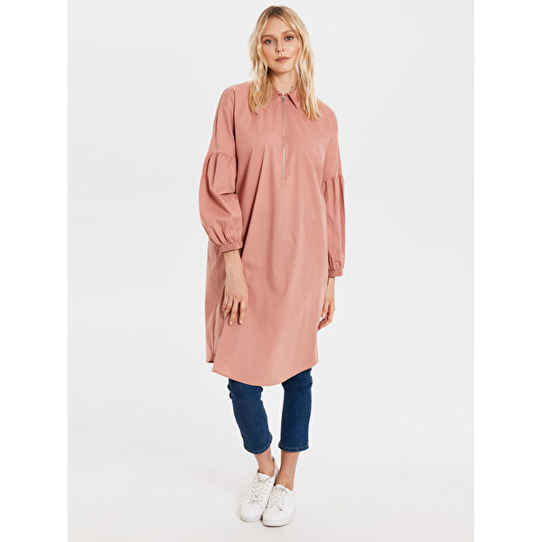 MODEST Gömlek Yaka Uzun Kollu Oversize Poplin Kadın Tunik