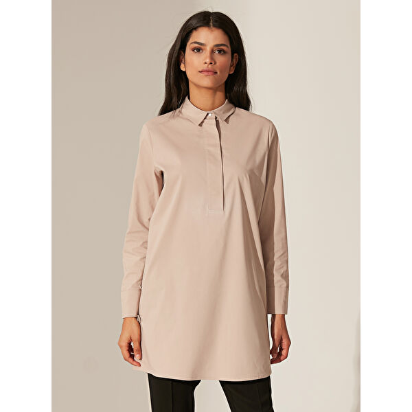 MODEST Uzun Kollu Poplin Kadın Tunik MODEST Uzun Kollu Poplin Kadın Tunik