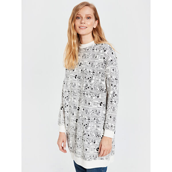 Mickey Minnie Mouse Baskılı Pamuklu Sweatshirt
