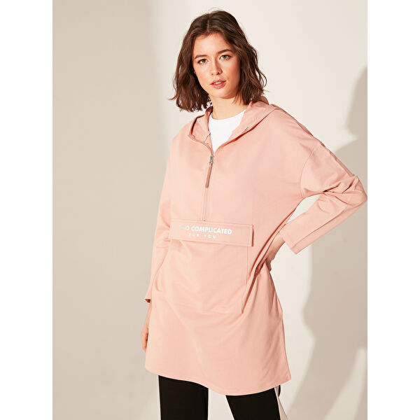 Yazı Baskılı Kapüşonlu Oversize Sweatshirt