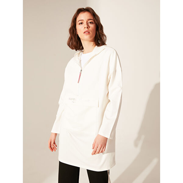 Yazı Baskılı Kapüşonlu Oversize Sweatshirt