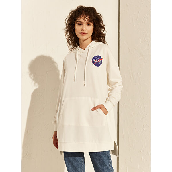 Nasa Baskılı Kapüşonlu Sweatshirt