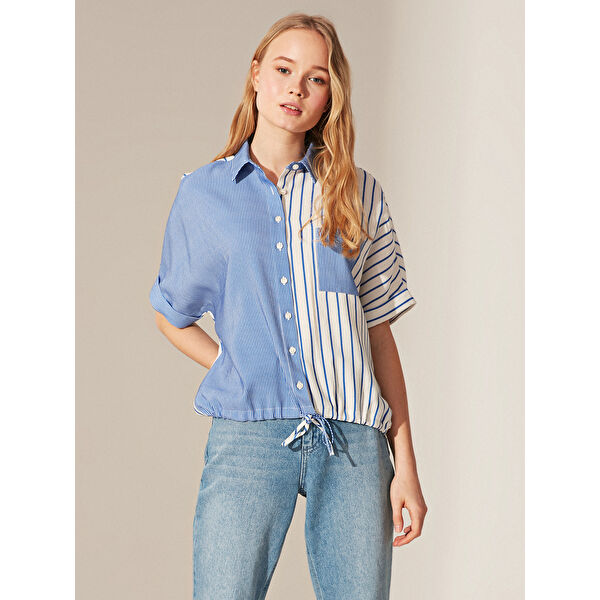 LCW CASUAL Rahat Kalıp Kısa Kollu Poplin Kadın Gömlek LCW CASUAL Rahat Kalıp Kısa Kollu Poplin Kadın Gömlek