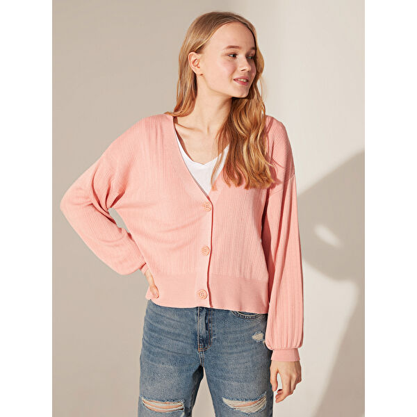 LCW CASUAL V Yaka Standart Fit Uzun Kollu Kadın Hırka