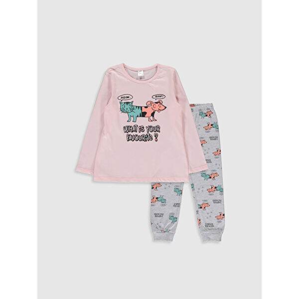 Bisiklet Yaka Uzun Kollu Kız Çocuk Pijama Takım