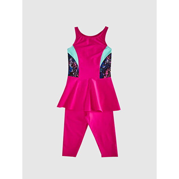 Esnek Kumaş Kız Çocuk Etekli Mayo ve Tayt