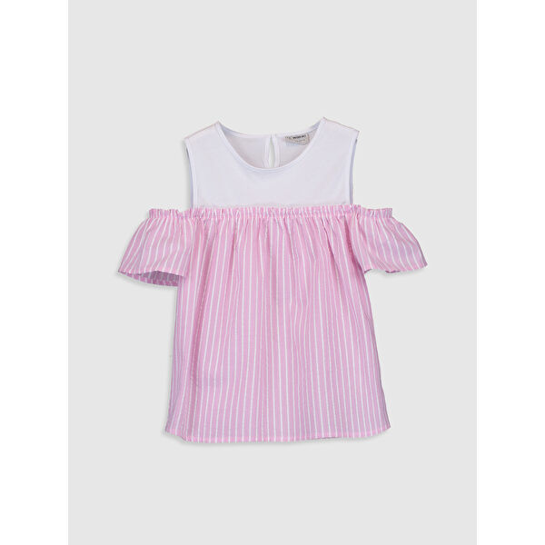 Bisiklet Yaka Kısa Kollu Kız Çocuk Bluz