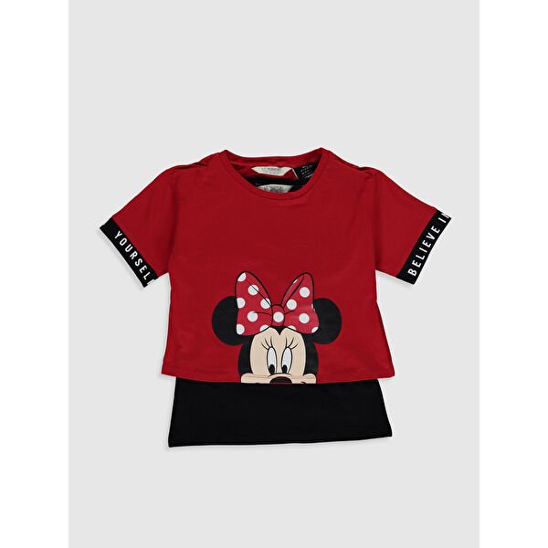 Kız Çocuk Minnie Mouse Pamuklu Tişört ve Atlet Anne Kız Kombini