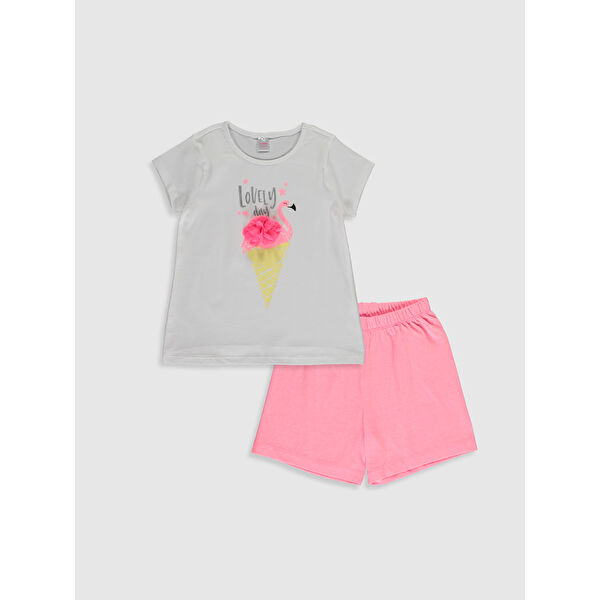 Bisiklet Yaka Kısa Kollu Kız Çocuk Pijama Takım