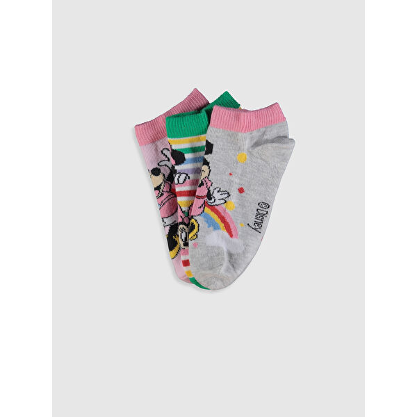 Kız Çocuk Minnie Mouse Desenli Patik Çorap 3'lü