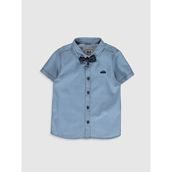 Kısa Kol Erkek Bebek Jean Gömlek ve Papyon 2'li Takım Kısa Kol Erkek Bebek Jean Gömlek ve Papyon 2'li Takım