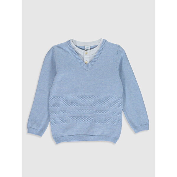 Gömlek Yaka Uzun Kollu Erkek Bebek Kazak