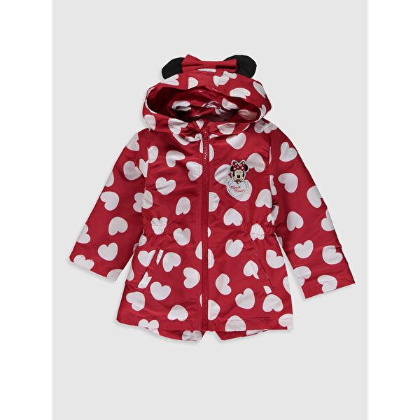 Kapüşonlu Uzun Kollu Kız Bebek Minnie Mouse Baskılı Fermuarlı Yağmurluk Kapüşonlu Uzun Kollu Kız Bebek Minnie Mouse Baskılı Fermuarlı Yağmurluk