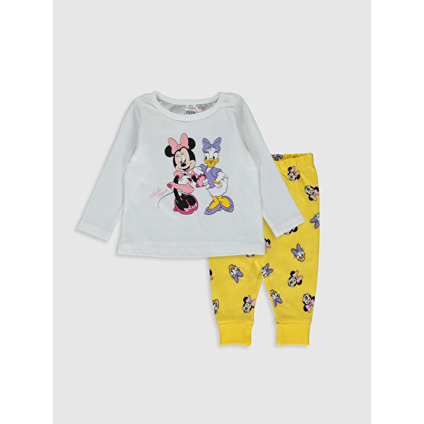 Bisiklet Yaka Uzun Kol Disney Baskılı Kız Bebek Pijama Takımı