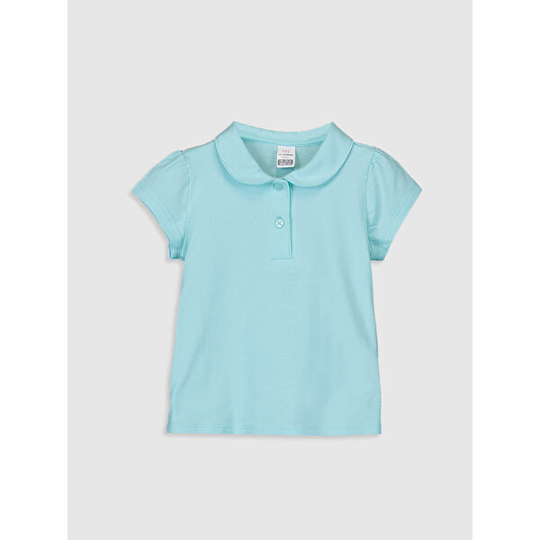 Bebe Yaka Kısa Kollu Kız Bebek Tişört