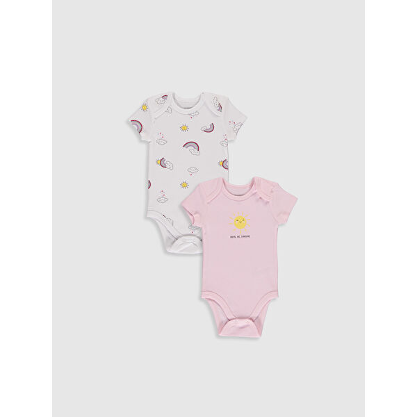 Bisiklet Yaka Kısa Kollu Kız Bebek Çıtçıtlı Body