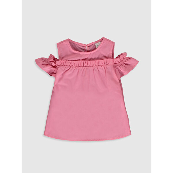Bisiklet Yaka Basic Pamuklu Açık Omuzlu Kız Bebek Bluz