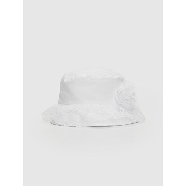 3 Boyutlu Çiçek Detaylı Poplin Kız Bebek Şapka