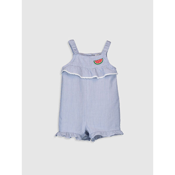 Kare Yaka Askılı Kız Bebek Tulum