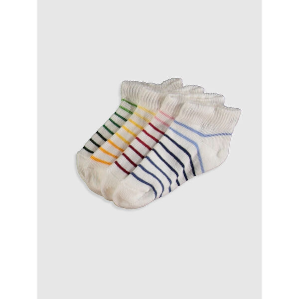 Erkek Bebek Çizgili Patik Çorap 4'lü