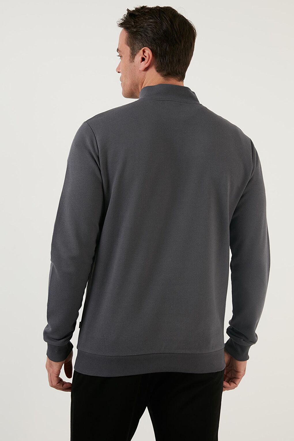 ANTRASİT Pamuklu Slim Fit Yarım Fermuarlı Dik Yaka Sweat 5905400 ...