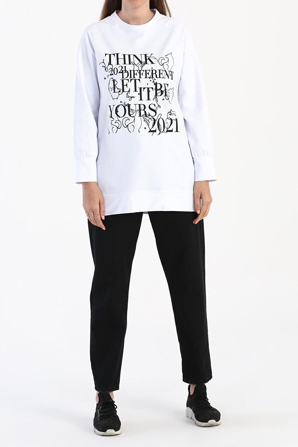 BEYAZ Beyaz Penye Reglan Kol Sweat - S000023031-20063 | LCW