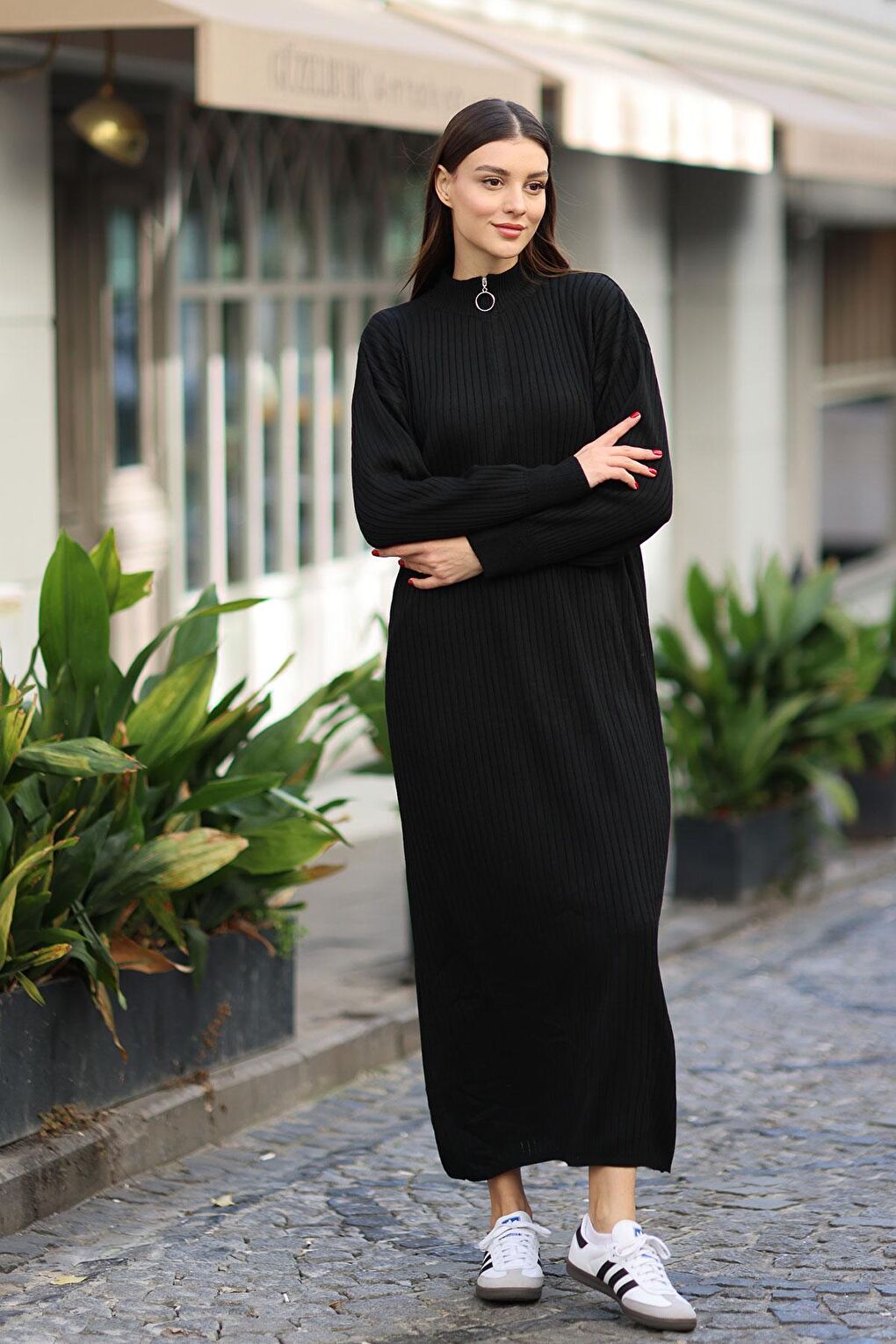 SİYAH 15839 Boydan Triko Elbise - Siyah - S000110376-19351 | LCW