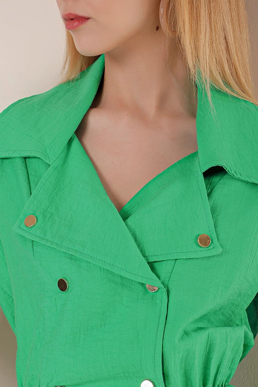 YEŞİL Yeşil Paça Ribanalı Sıfır Kruvaze Yaka Vatkalı Tulum - S000015003 ...