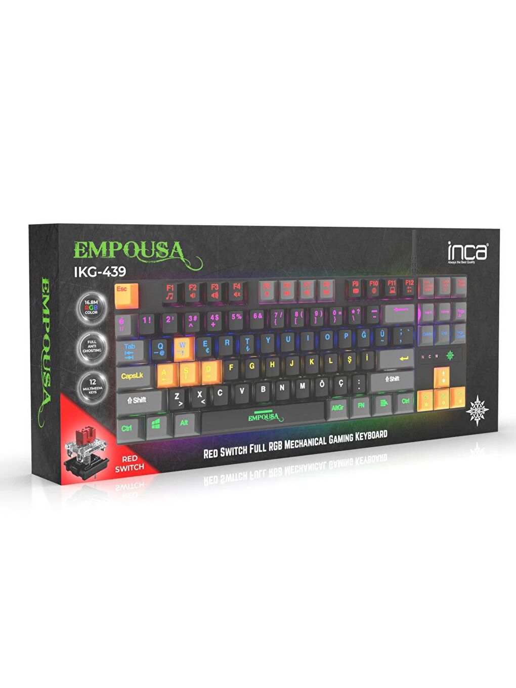 GRİ Inca IKG-439 Empousa Red Switch Full Rgb Mekanik Gaming Klavye ...