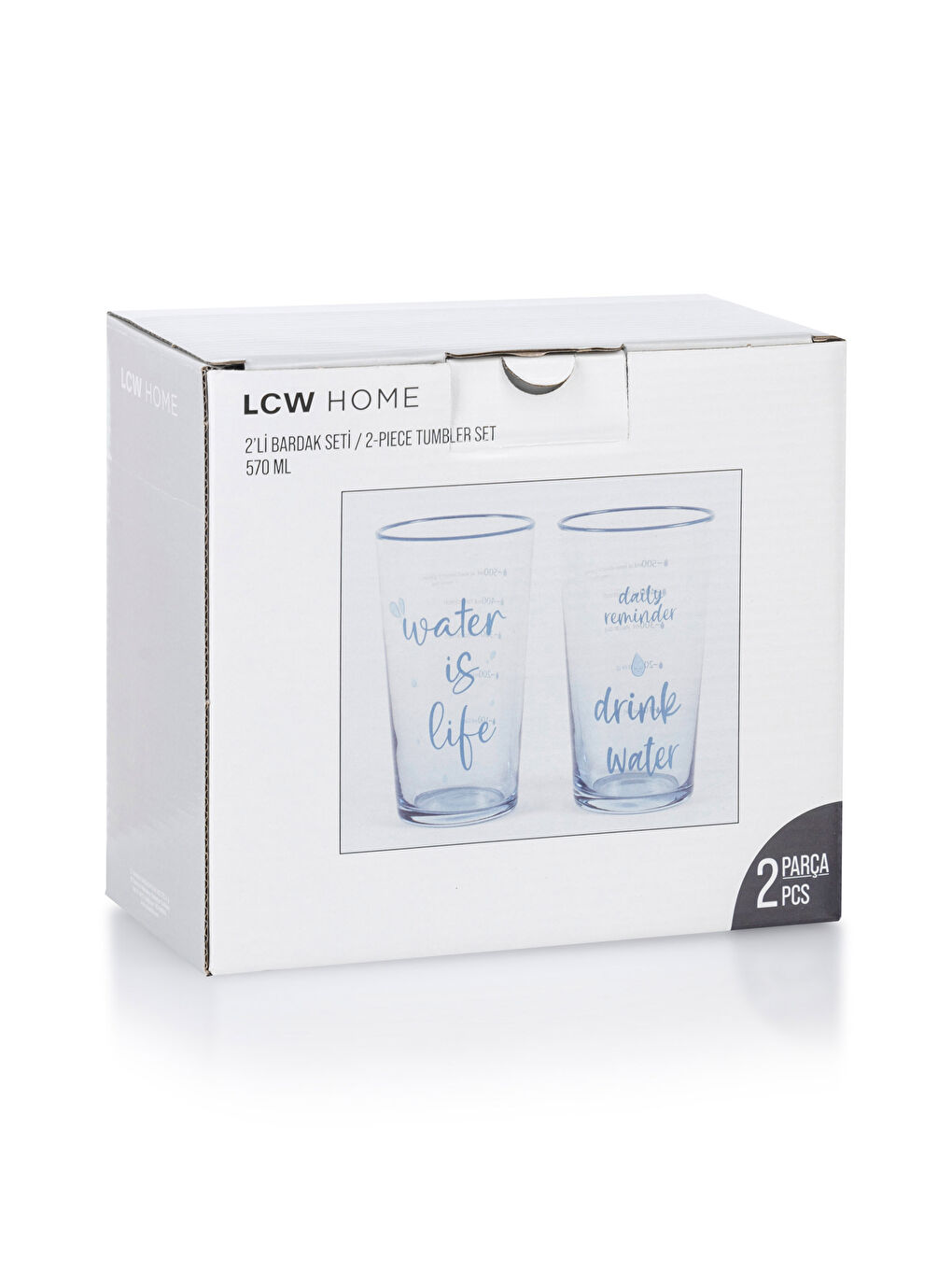 MAVİ Yazı Baskılı Bardak Seti 2'li 570 Ml - W3EQ64Z8-LQQ | LCW