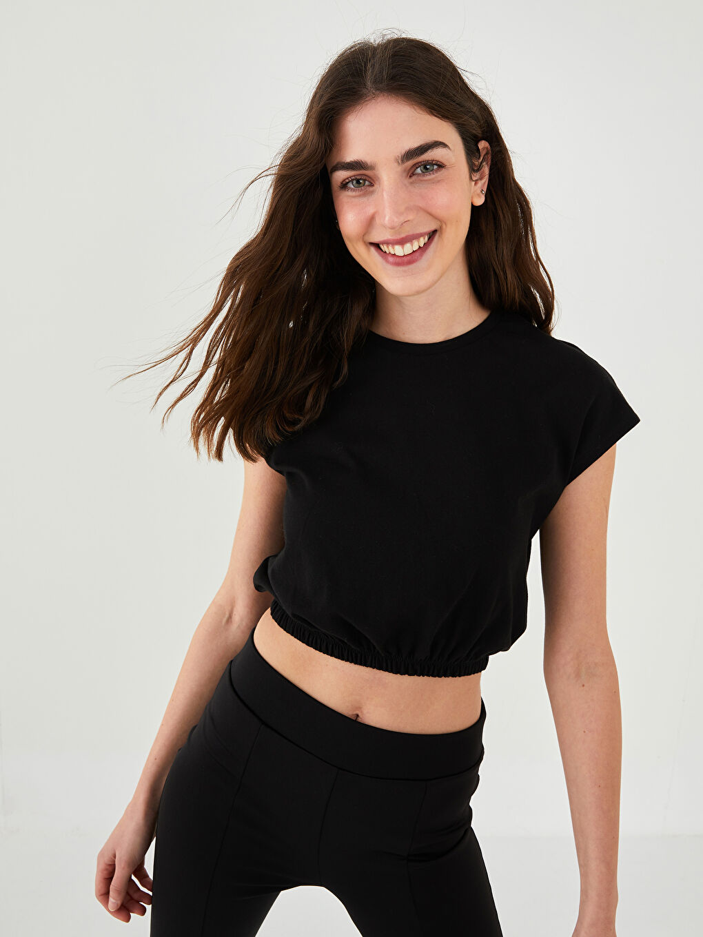 Crew Neck Straight Short Sleeve Cotton Women's Blouse Crew Neck Straight Short Sleeve Cotton Women's Blouse