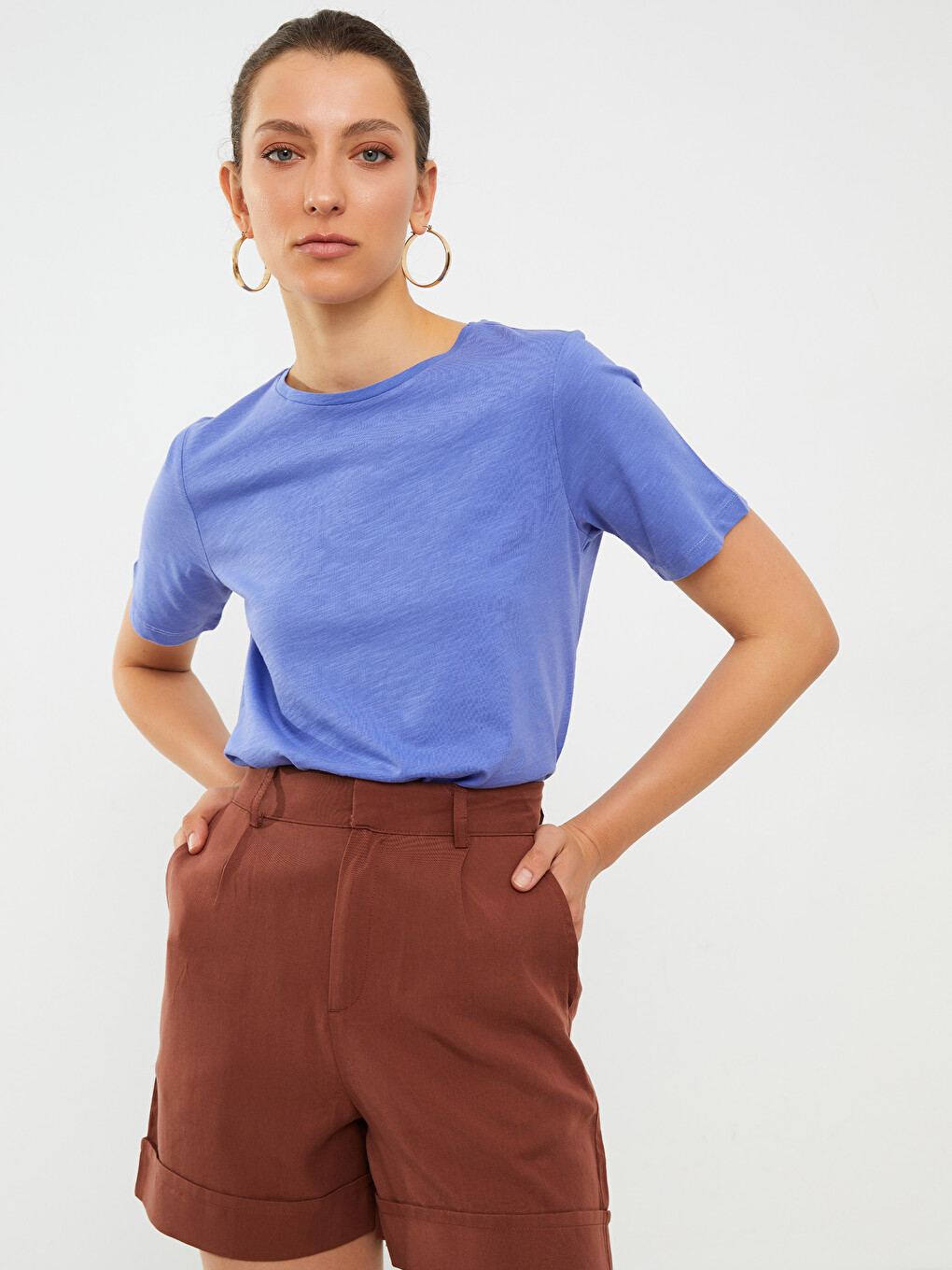 Crew Neck Straight Short Sleeve Cotton Women's T-Shirt -S29613Z8-SGF ...