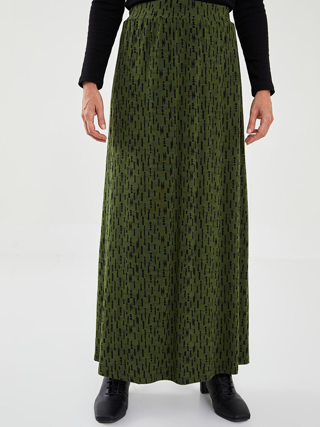 HAKİ Beli Lastikli Desenli A Kesim Kadın Etek - S2AQ61Z8-LS6 | LCW