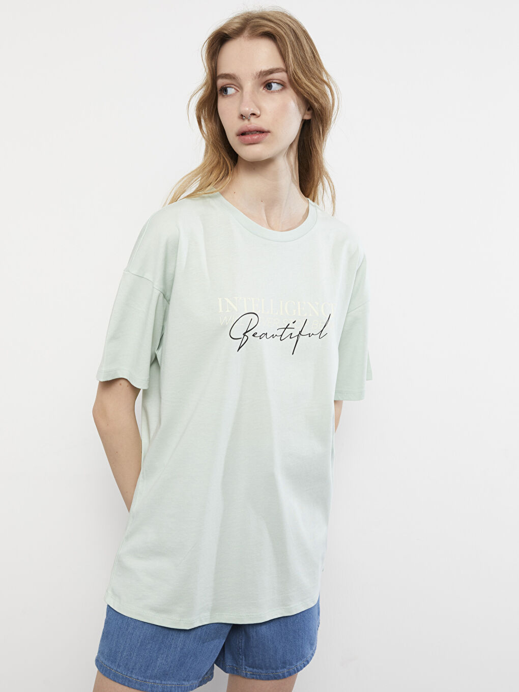 T-shirt femme en coton à manches courtes et col rond -S2AR82Z8-FYU ...