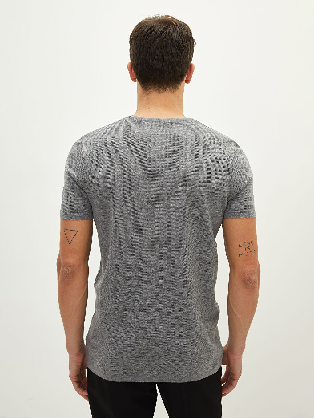 GRİ Bisiklet Yaka Kısa Kollu Erkek Triko Kazak - S2BK73Z8-LAL | LCW