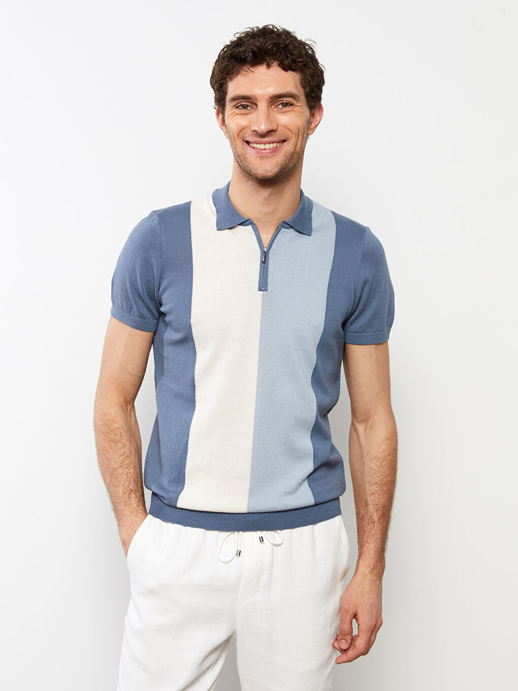 Polo Collar Short Sleeve Color Block Men's Knitwear Sweater -S2BY71Z8 ...