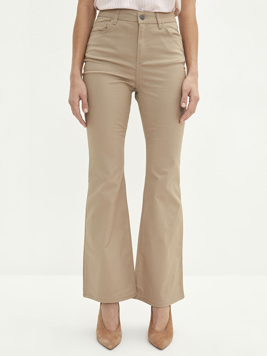 BEJ Normal Bel Slim Fit Cep Detaylı Kadın Pantolon - S2DU15Z8-LV0 | LCW