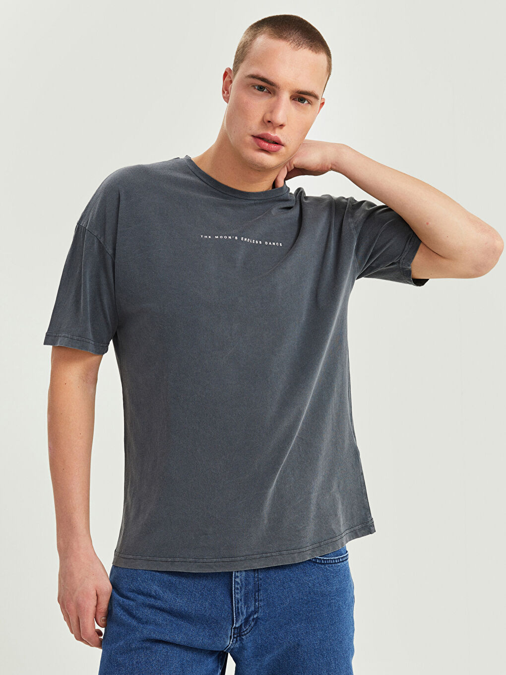 Oversize Crew Neck Short Sleeved Printed Combed Cotton Men's T-Shirt -S2FT32Z8-DJF - S2FT32Z8 ...