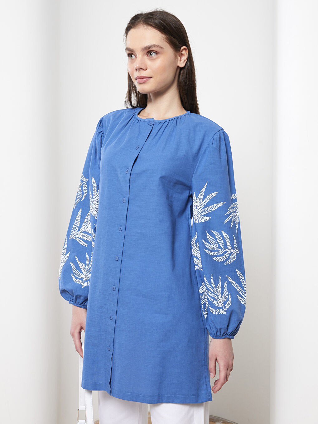 LC WAIKIKI Crew Neck Printed Long Sleeve Cotton Women's Tunic -S2GA18Z8 ...