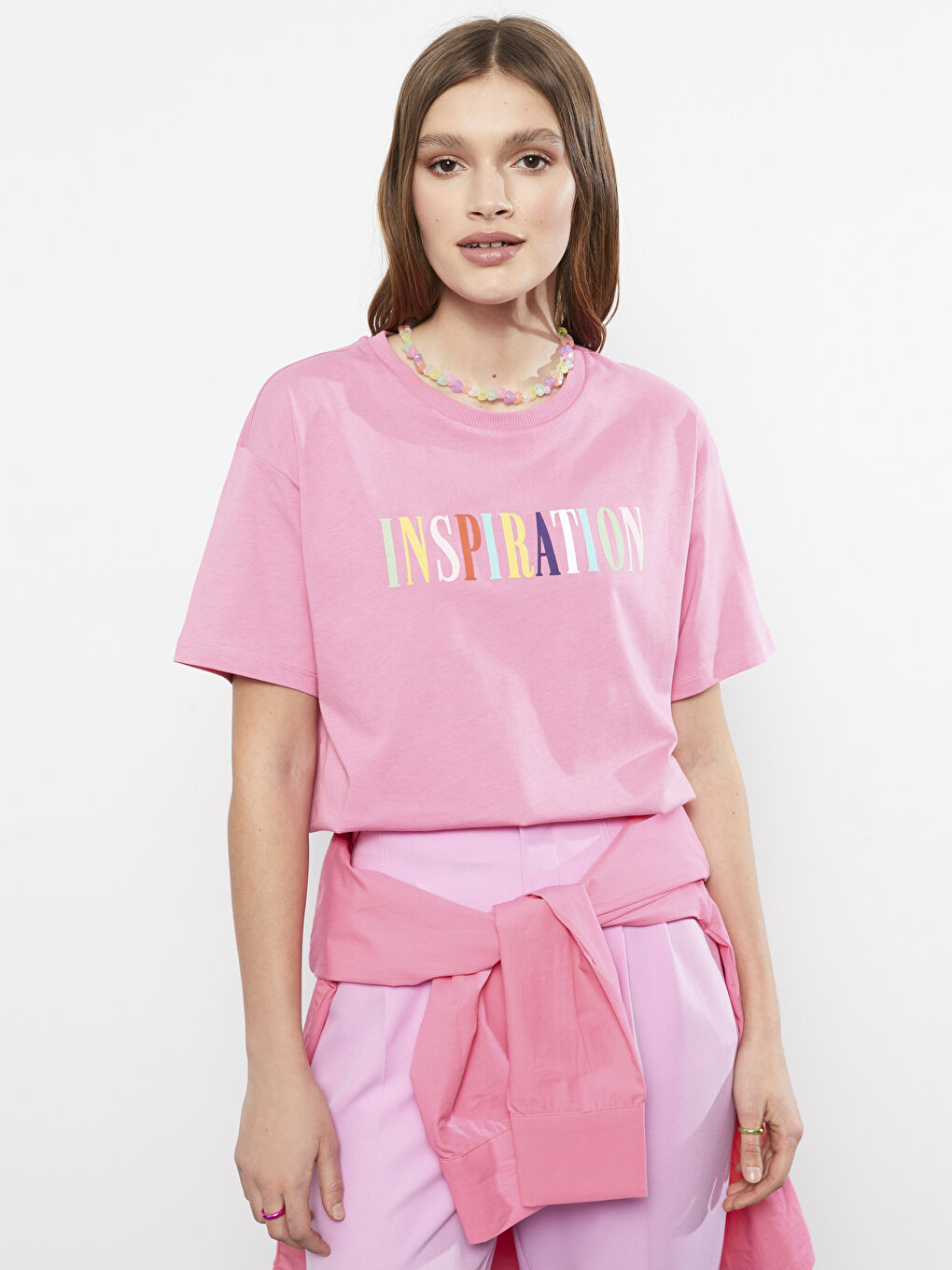 Crew Neck Letter Printed Short Sleeve Cotton Women's T-Shirt -S2GF68Z8 ...