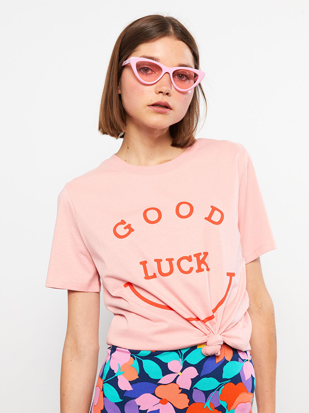 Crew Neck Printed Short Sleeve Cotton Women's T-shirt -S2J266Z8-G5T ...