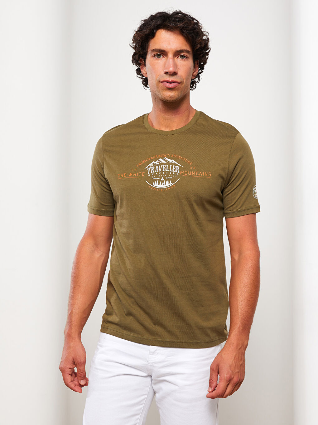 Crew Neck Short Sleeve Printed Combed Cotton Men's T-shirt -S2NE72Z8-H2T - S2NE72Z8-H2T - LC Waikiki